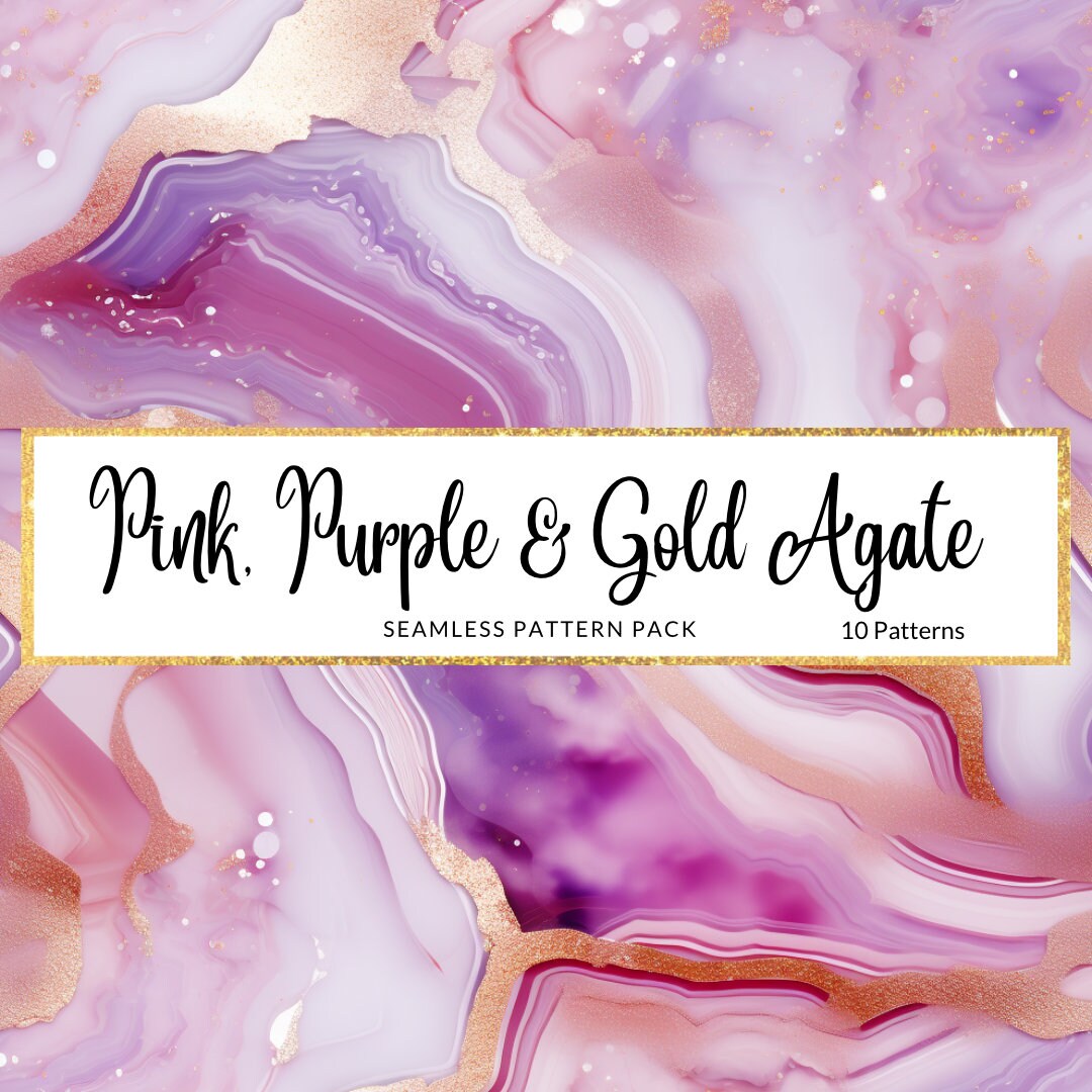 10 Pink, Purple & Gold Agate Digital Papers, Seamless Digital Patterns ...