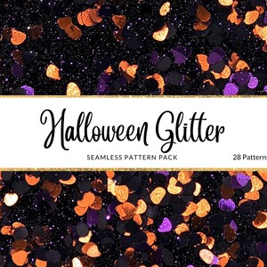 28 Halloween Glitter Digital Papers, Seamless Patterns Commercial Use ...
