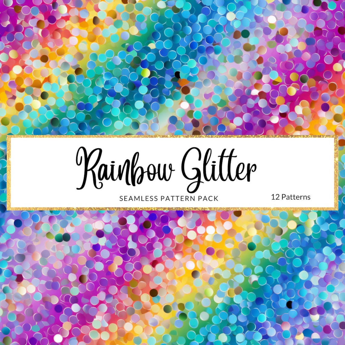 12 Rainbow Glitter Digital Papers Seamless Digital Rainbow Glitter ...