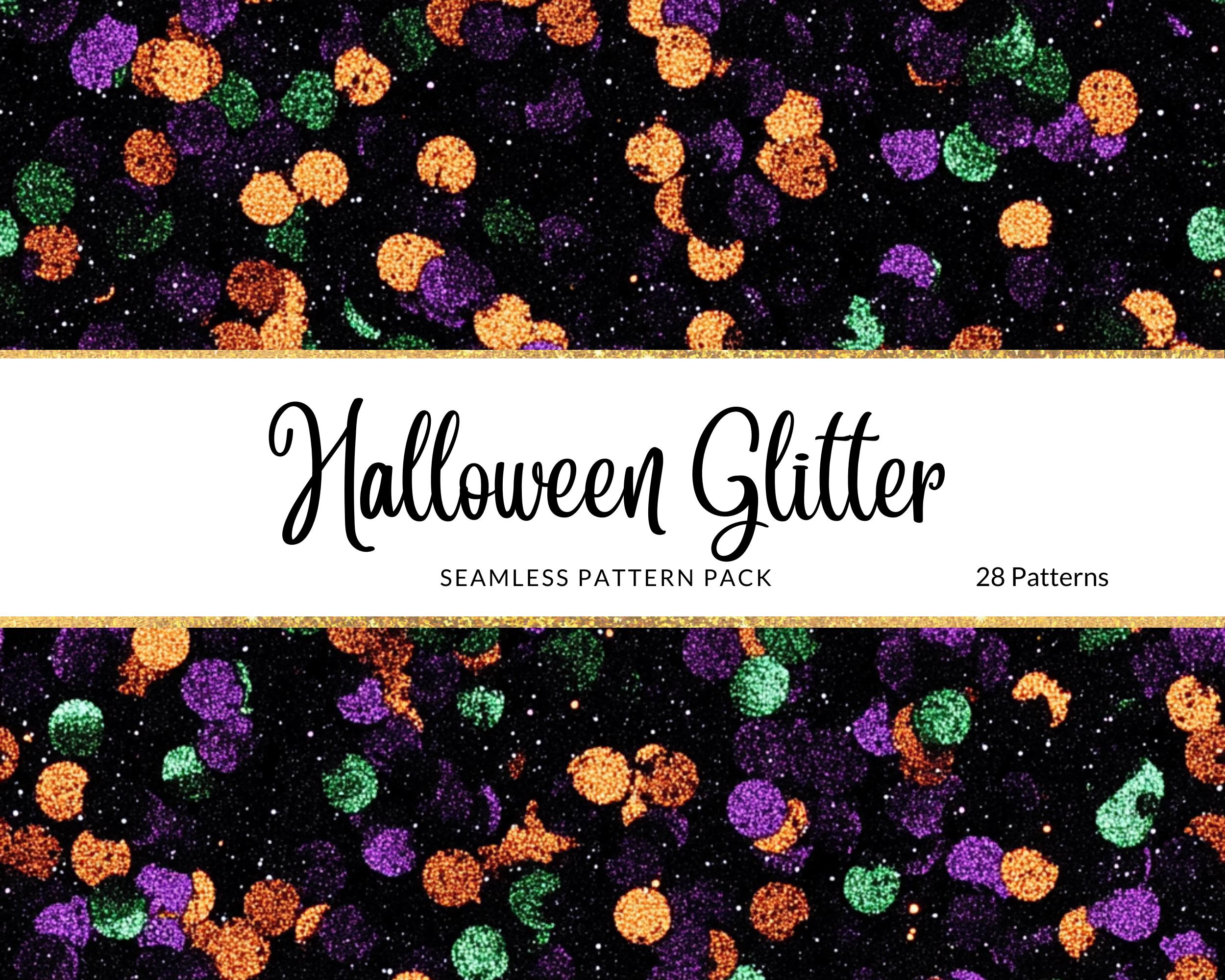 28 Halloween Glitter Digital Papers, Seamless Patterns Commercial Use ...