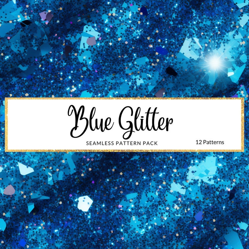 12 Blue Glitter Digital Papers, Seamless Digital Patterns. Blue ...