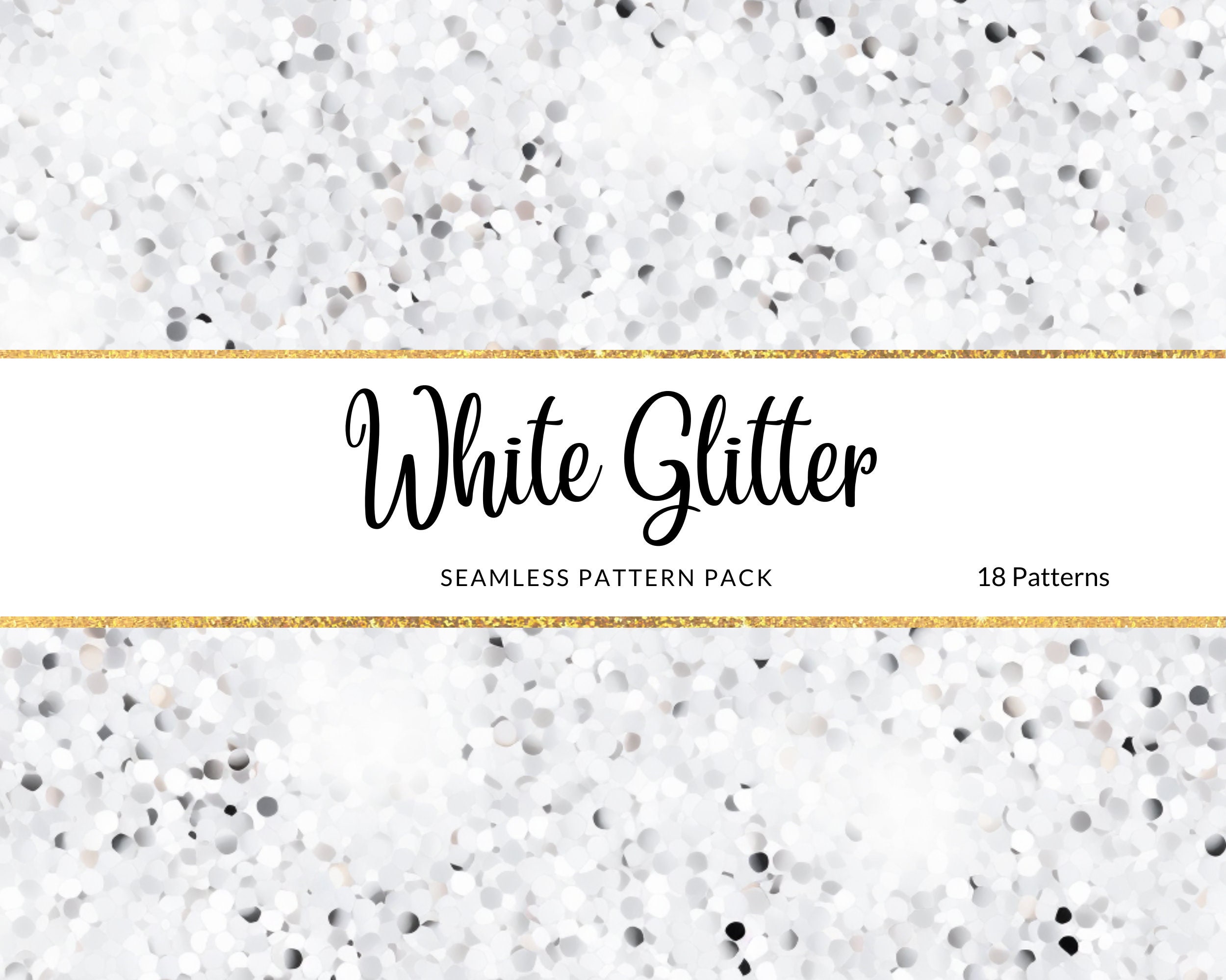 White Glitter Digital Paper: 18 Shimmery Seamless Patterns (digital ...