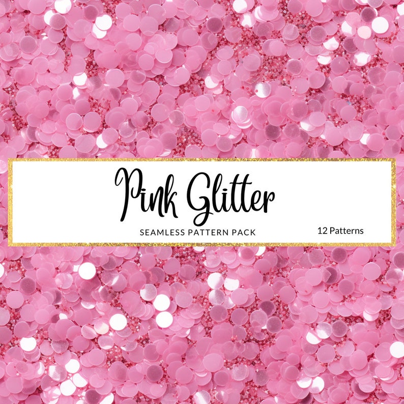 12 Pink Glitter Digital Papers, Seamless Digital Patterns, Pink Sparkly ...