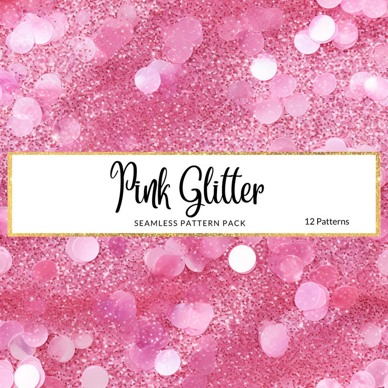 12 Pink Glitter Digital Papers, Seamless Digital Patterns, Pink Sparkly ...
