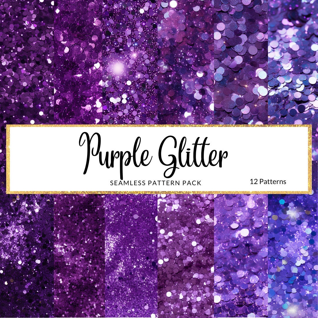 12 Purple Glitter Digital Papers. Seamless Digital Patterns. Purple ...