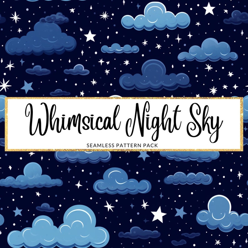 8 Whimsical Night Sky Digital Papers, Seamless Patterns, Colorful Night ...