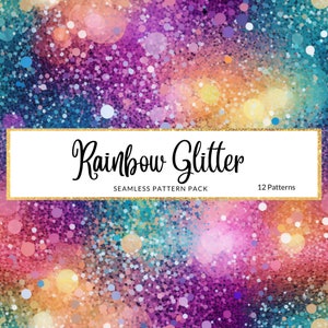 12 Rainbow Glitter Digital Papers - Seamless Digital Rainbow Glitter ...