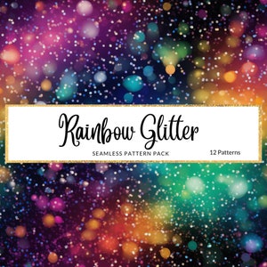 12 Rainbow Glitter Digital Papers - Seamless Digital Rainbow Glitter ...