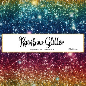 12 Rainbow Glitter Digital Papers - Seamless Digital Rainbow Glitter ...