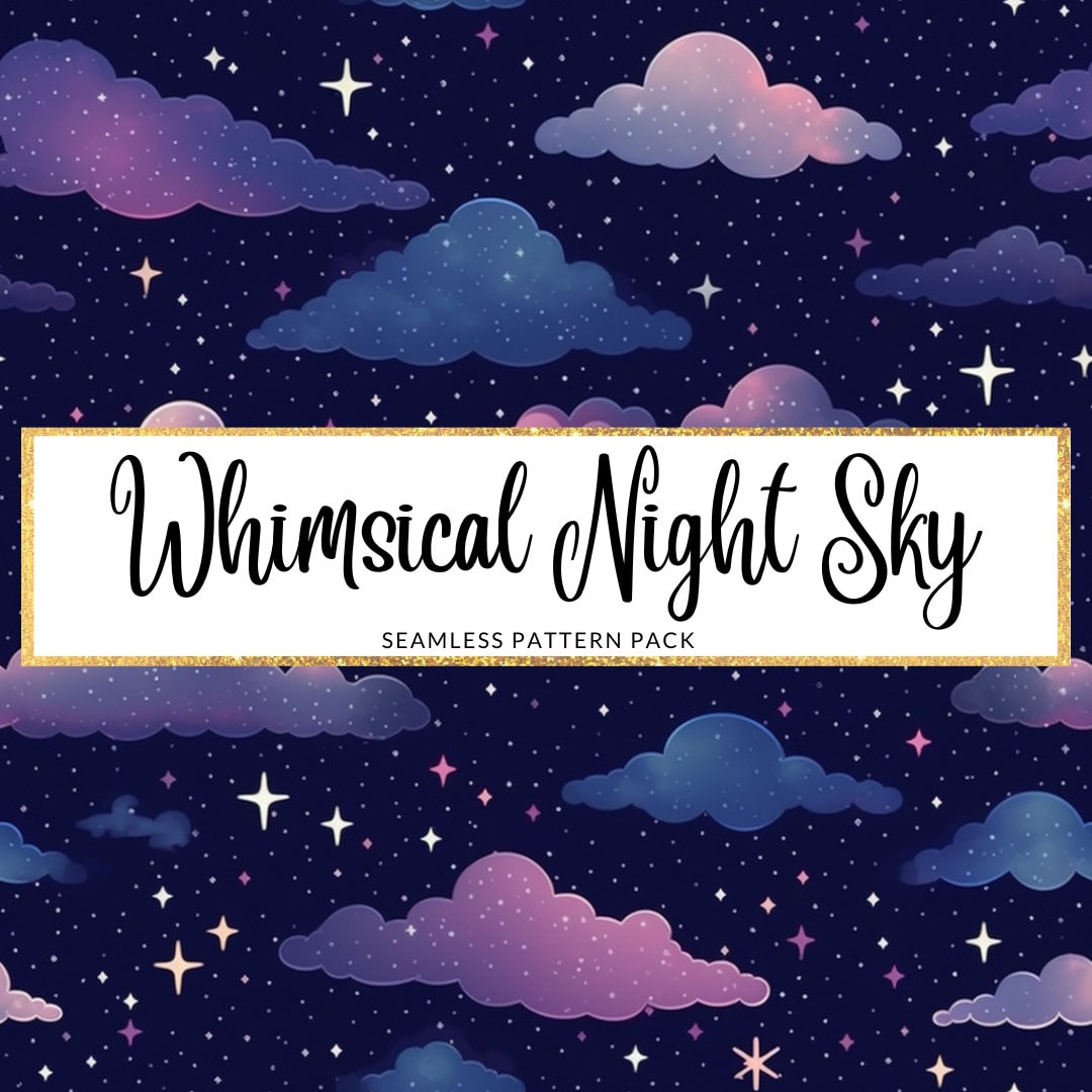 8 Whimsical Night Sky Digital Papers, Seamless Patterns, Colorful Night ...