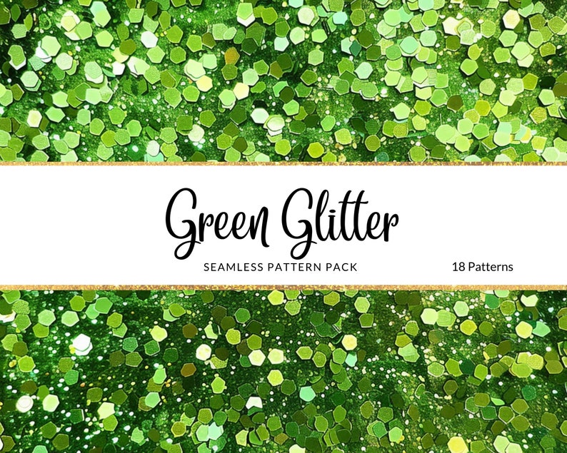 18 Green Glitter Digital Papers, Seamless Digital Patterns. Instant ...