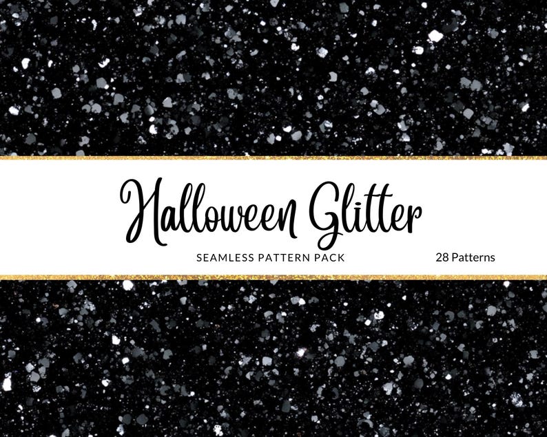 28 Halloween Glitter Digital Papers, Seamless Patterns Commercial Use ...