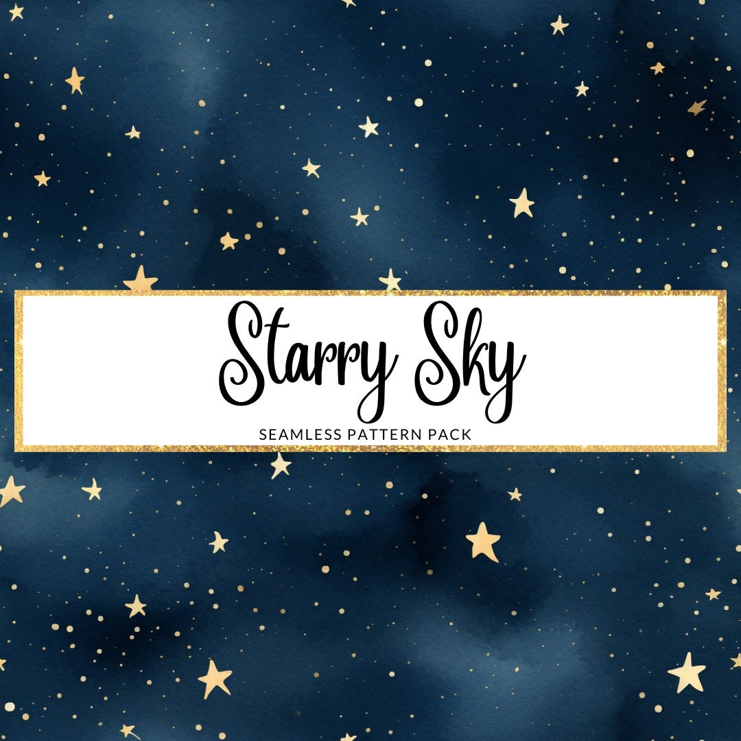 6 Starry Night Digital Papers, Seamless Patterns, Instant Download ...