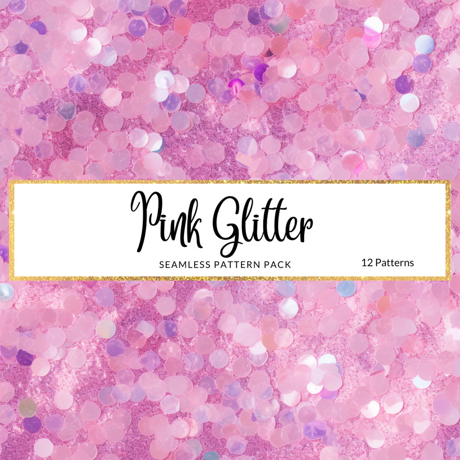 12 Pink Glitter Digital Papers, Seamless Digital Patterns, Pink Sparkly ...