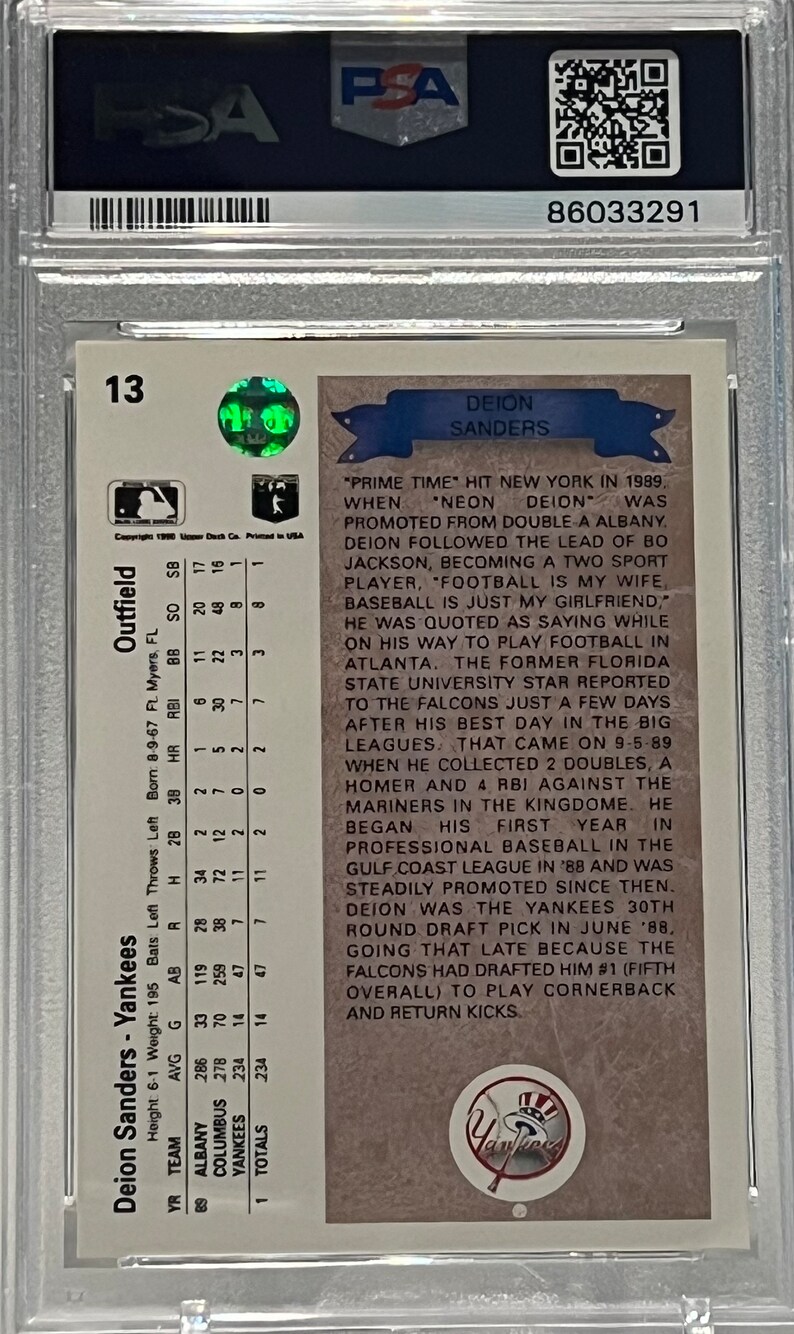 1990 Upper Deck Deion Sanders Star Rookie #13 EX-MT 6 - Etsy