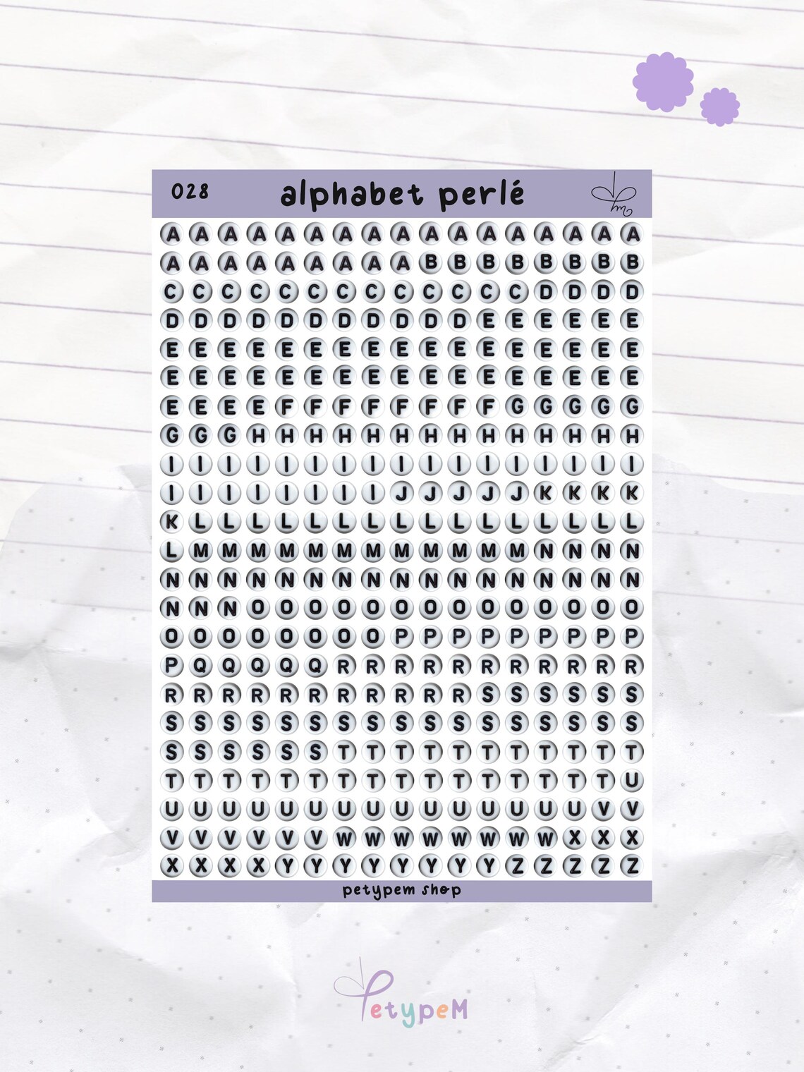 Sticker Sheet - Beaded Alphabet | Bullet Journal, Scrapbooking ...