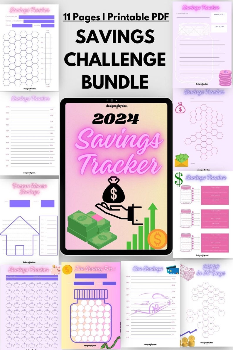 2024 Savings Tracker Bundle 11 Pages PDF Printable Money Saving ...