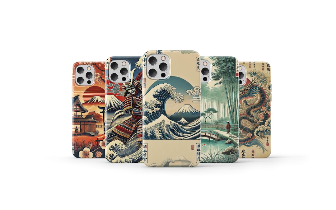 Japanese Ukiyo-e Phone Case Samurai Dragons Cover for iPhone 16 Pro Max ...
