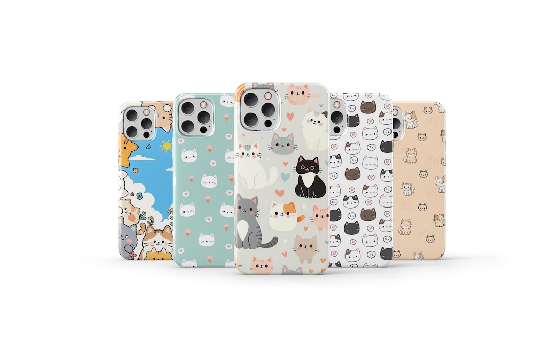 Cat Phone Case Cute Animal Cover for iPhone 16 Pro Max 15 14 13 12 11 X ...
