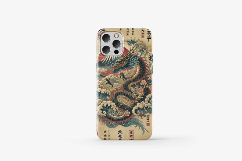 Japanese Ukiyo-e Phone Case Samurai Dragons Cover for iPhone 16 Pro Max ...