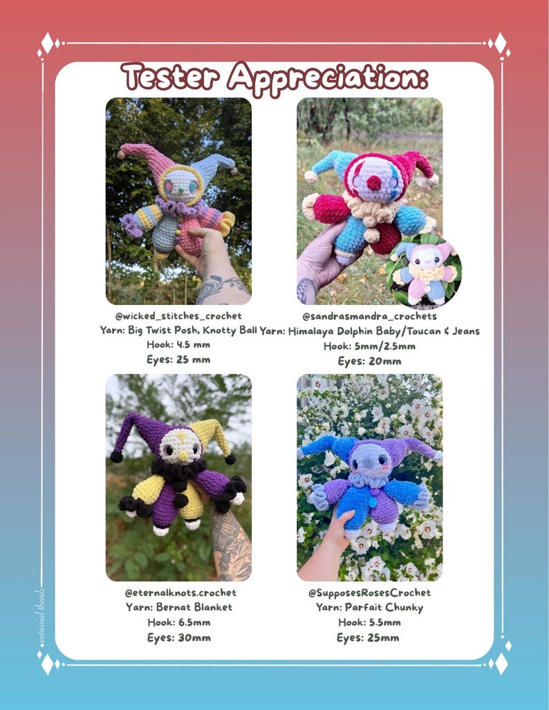 Jinx the Jester Crochet Pattern: Amigurumi Plushie (PDF Digital ...