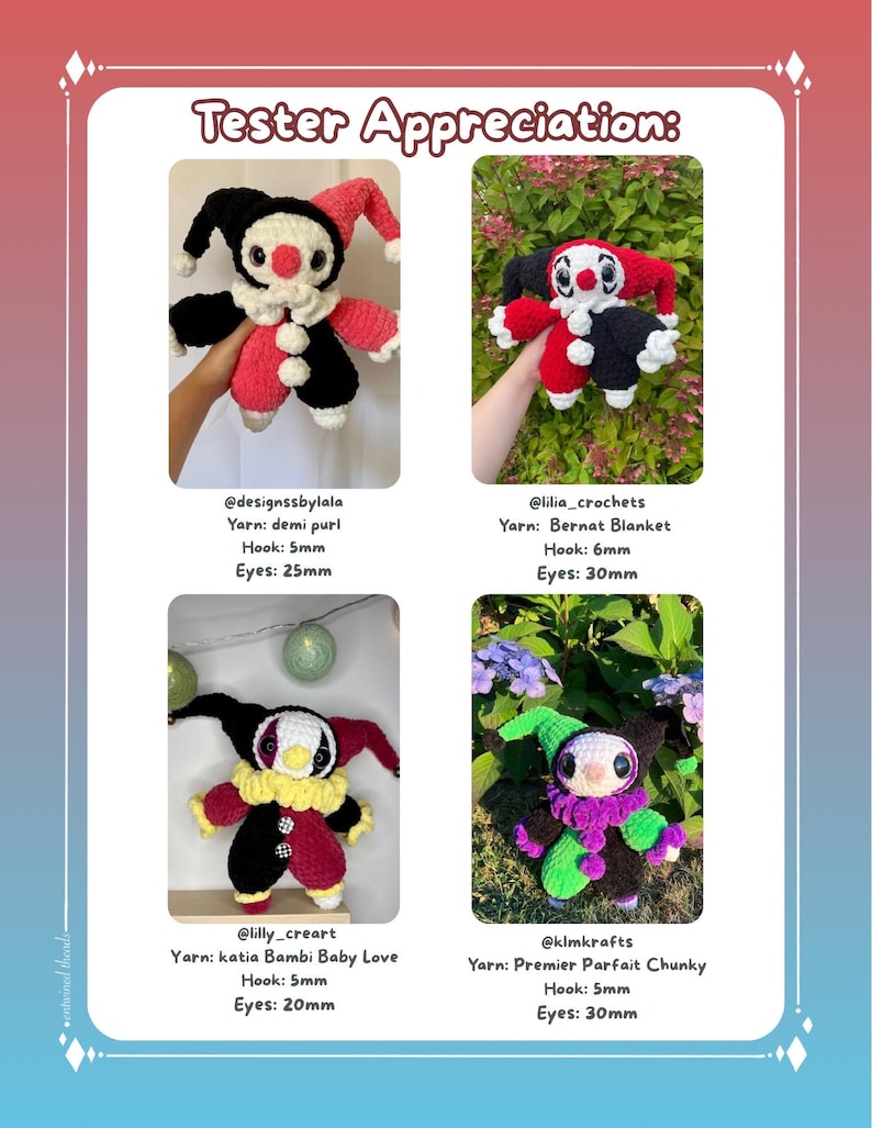 Jinx the Jester Crochet Pattern: Amigurumi Plushie (PDF Digital ...