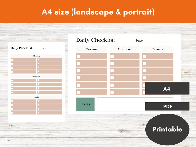 Minimalistic Daily Schedule Checklist, Printable Task Planner, Digital ...