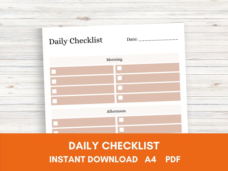 Minimalistic Daily Schedule Checklist, Printable Task Planner, Digital ...