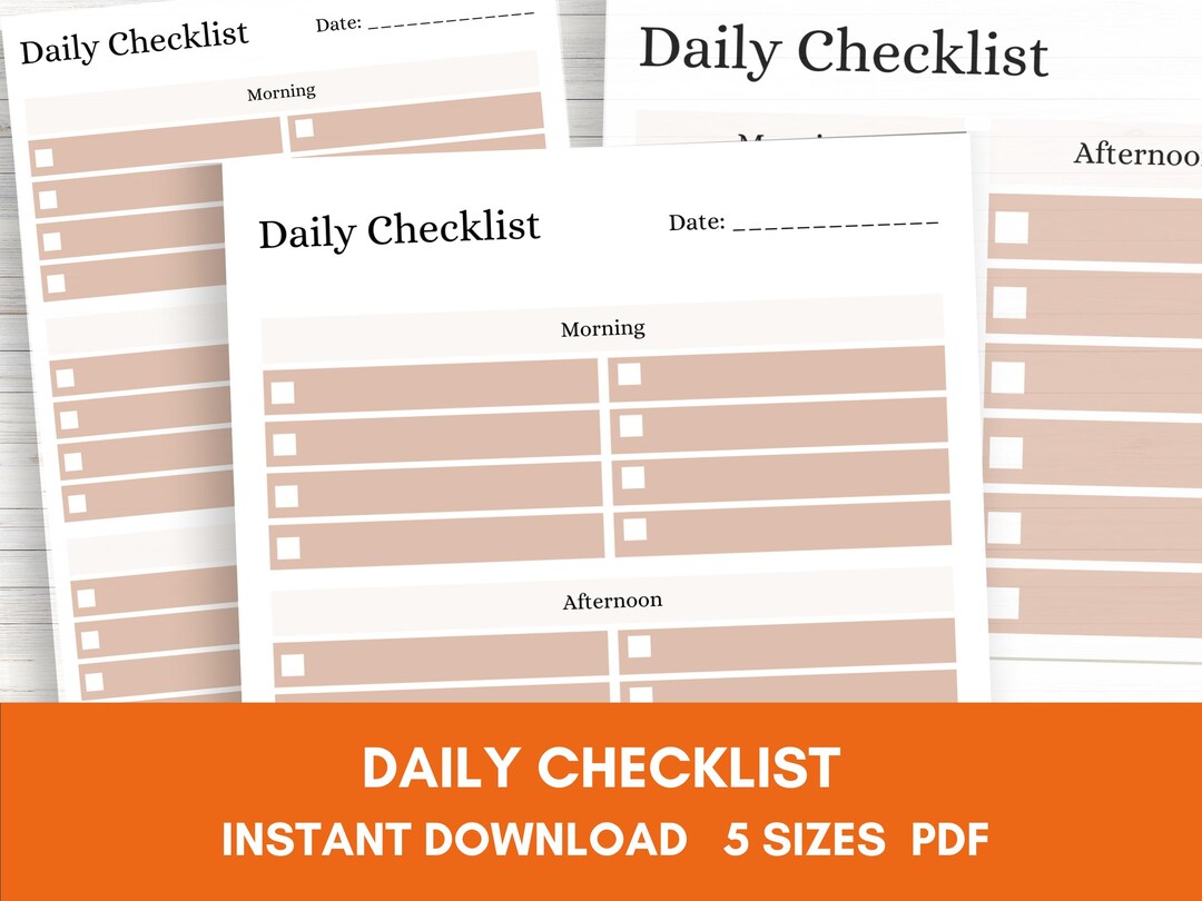 Minimalistic Daily Checklist, Printable Task Planner, Digital Routine ...