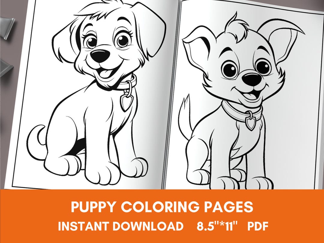 Coloring Book for Kids, Cute Puppy Pages, Birthday Party Activity ...
