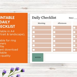 Minimalistic Daily Schedule Checklist, Printable Task Planner, Digital ...