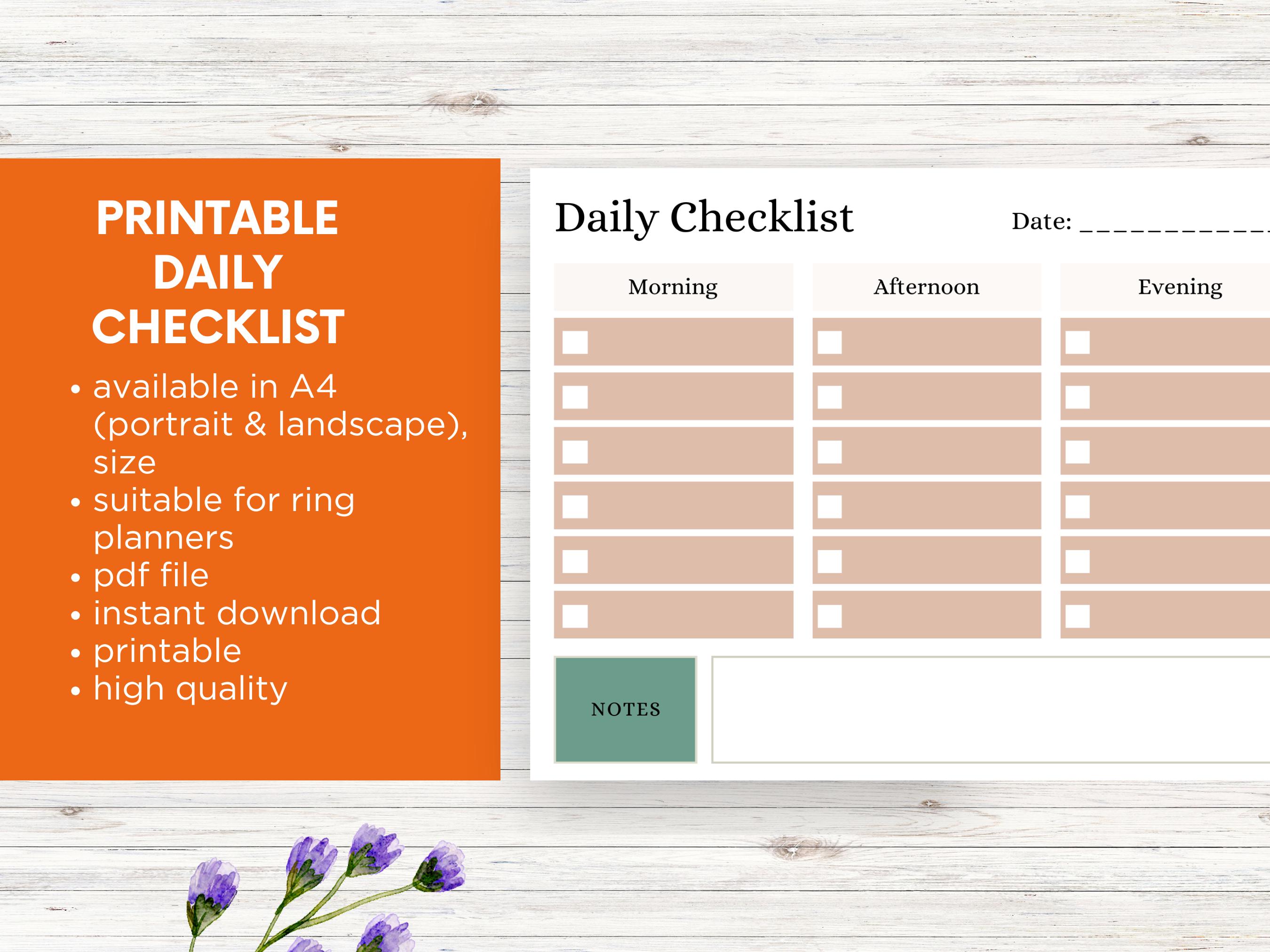 Minimalistic Daily Schedule Checklist, Printable Task Planner, Digital ...