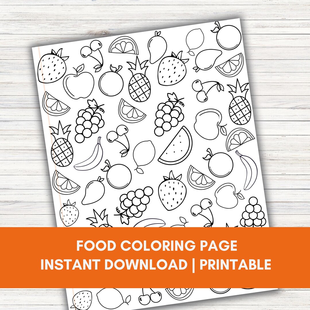 Fruit Coloring Page, Kids and Adults Relaxing Printable, Digital ...