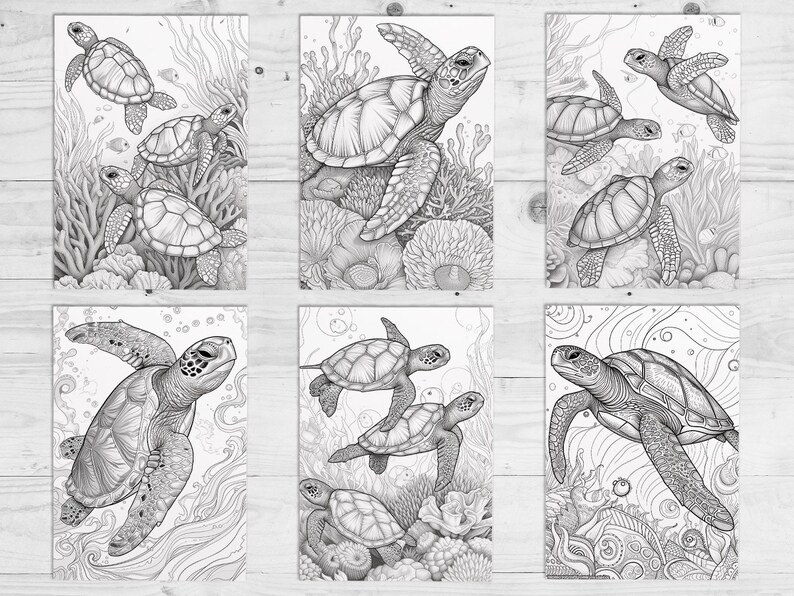 30 Sea Turtle Coloring Pages, Underwater World, Surfing Sea Life ...