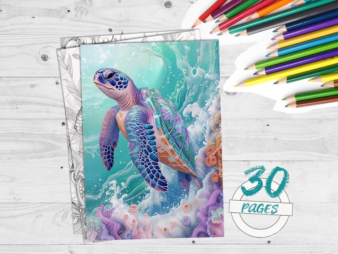 30 Sea Turtle Coloring Pages, Underwater World, Surfing Sea Life ...