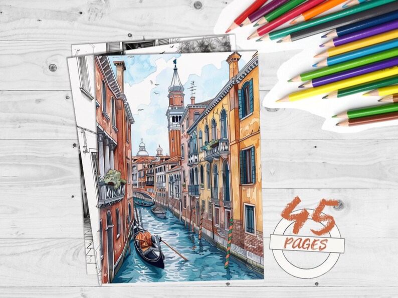 45 Italy Coloring Pages, European Vintage Storefront and Houses, Retro ...