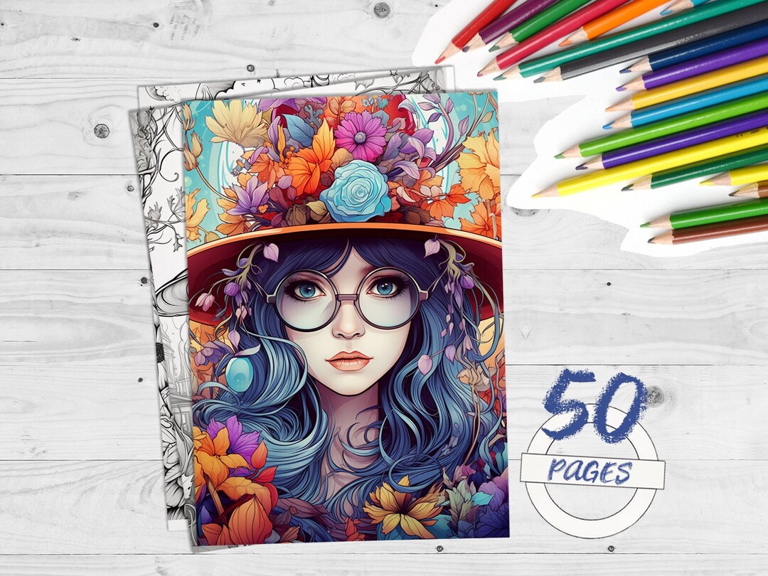 50 Witch Coloring Pages, Magical Witch Art, Fantasy Witchcraft Coloring ...