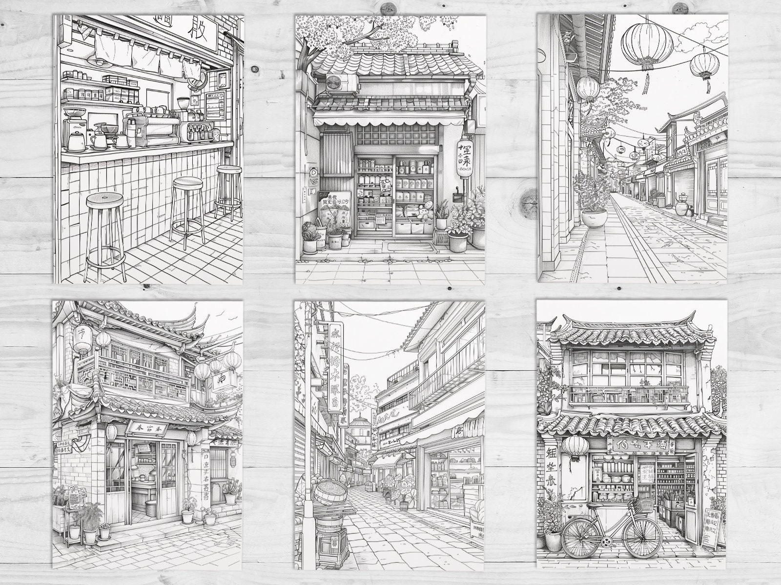 100 Vintage Storefront Coloring Pages, Traditional Asian Shop Front ...