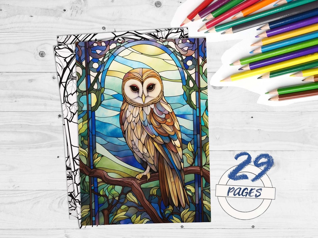 29 Owl Colouring Page, Cute Animal, Stained Glass, Forest Creature ...