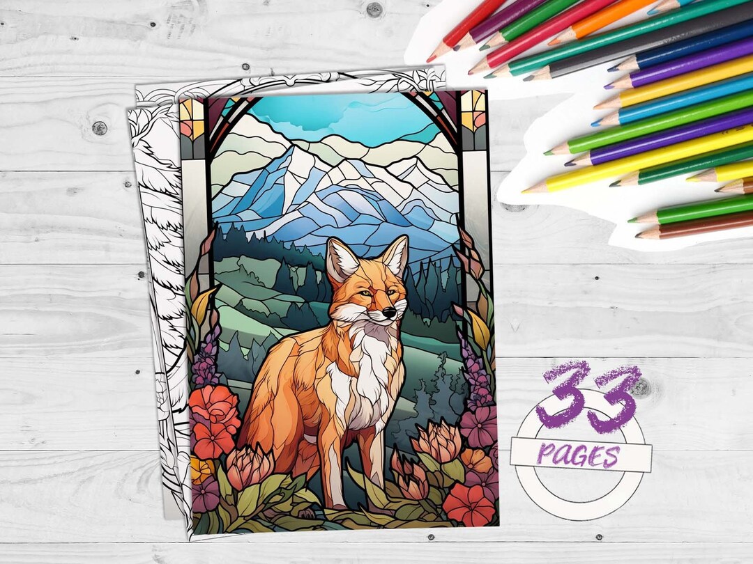 33 Fox Coloring Pages, Stained Glass Animals, Coloring Book, Tropical ...