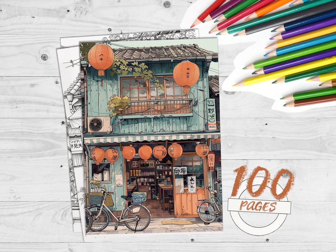 100 Vintage Storefront Coloring Pages, Traditional Asian Shop Front ...
