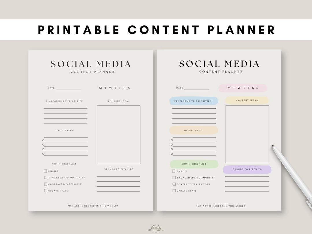 Content Planner | Weekly Planner | Social Media Planner | Content ...