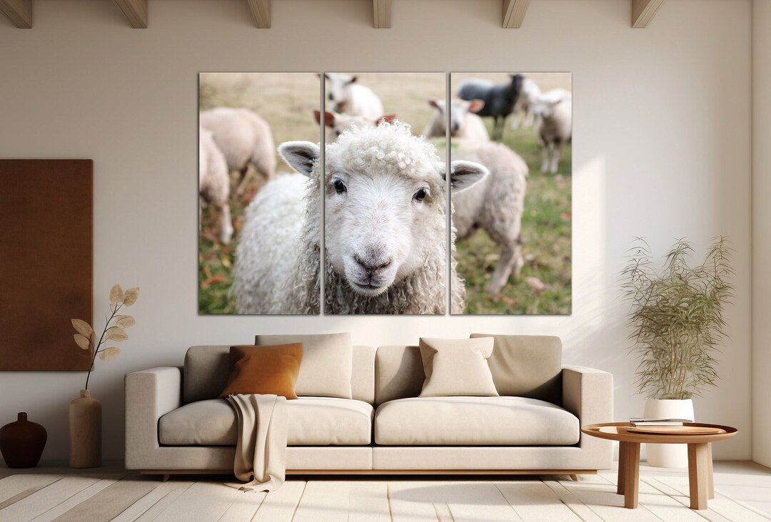 Cute Sheep Wall Art Farmhouse Wall Art Sheeps Animals Canvas Rustic Wall Decor Retro Wall Art ...