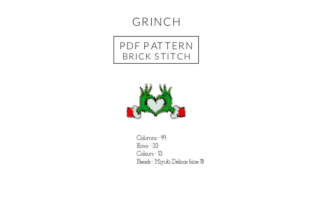 Grinch Bead Pattern, Brick Stitch Pattern for Miyuki Delicas 11/0, Seed ...