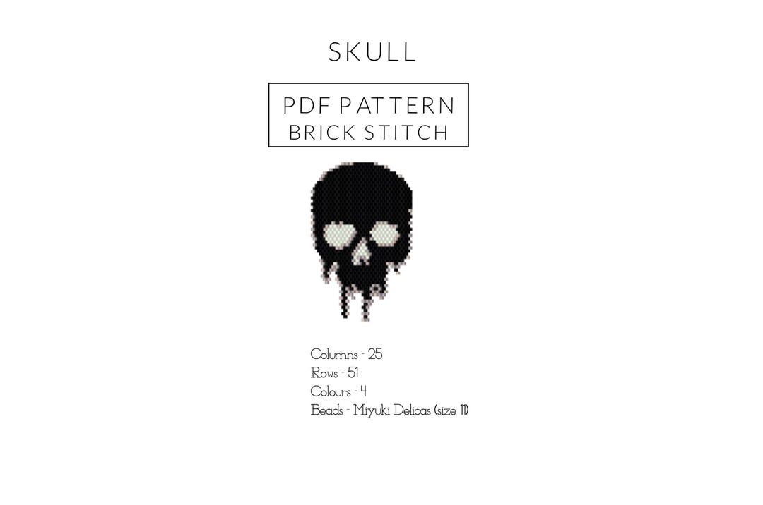 Beaded Skull, Halloween, Brick Stitch Pattern, Instant Dowload ...