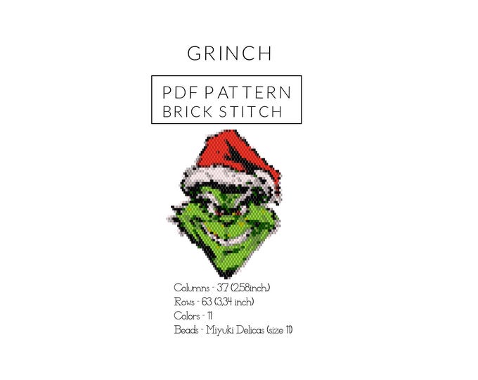 Grinch Hand With Ornament Earrings Pattern PDF - Brick Stitch Christmas ...