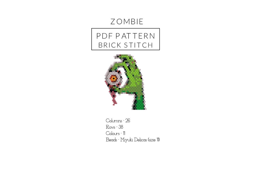 Beaded Zombie, Halloween, Brick Stitch Pattern, Instant Dowload ...