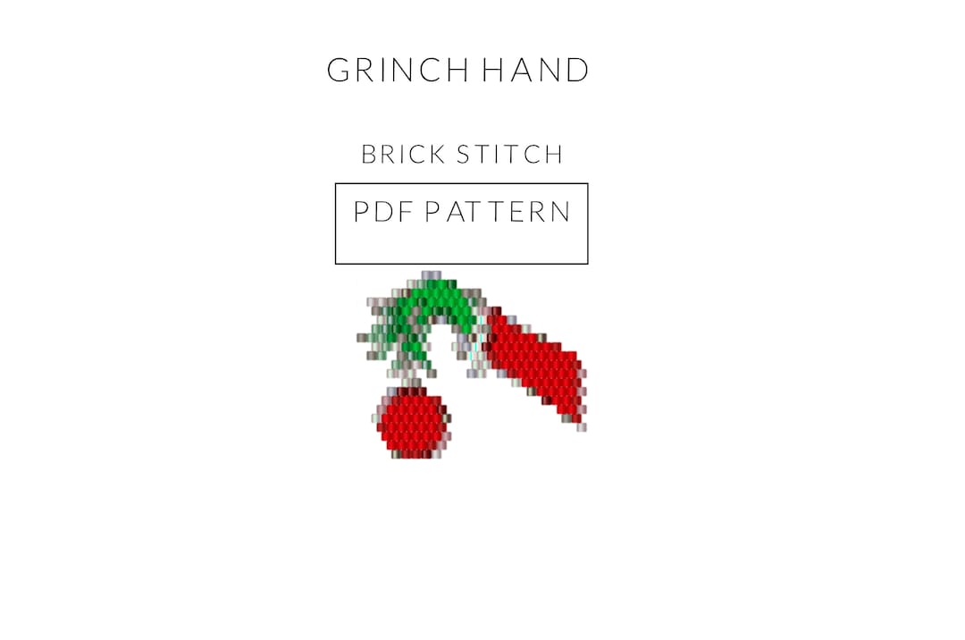 Grinch Hand Beaded PDF Pattern, Brick Stitch Pattern for Miyuki Delicas ...
