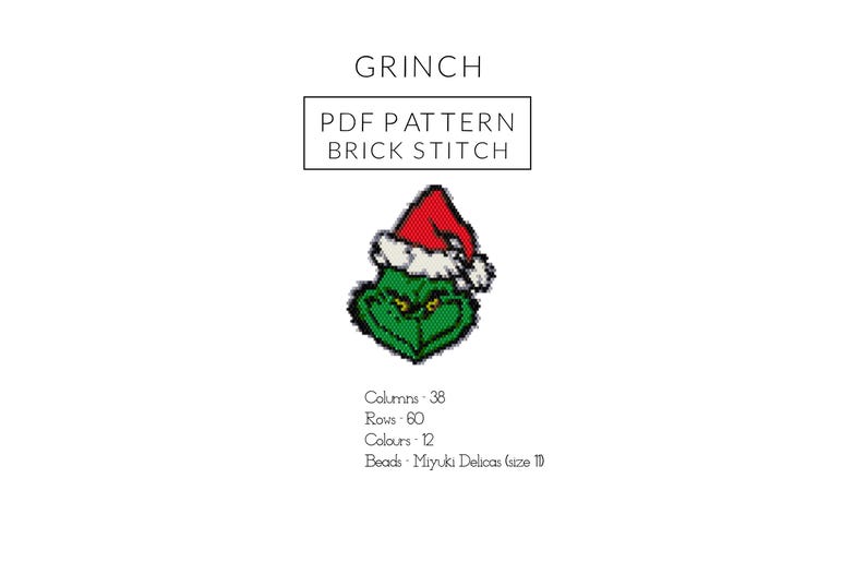 Grinch Miyuki, Christmas Brick Stitch Pattern, Grinch Beaded Pattern ...