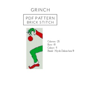 Grinch Bead Pattern, Brick Stitch Pattern for Miyuki Delicas 11/0, Seed ...